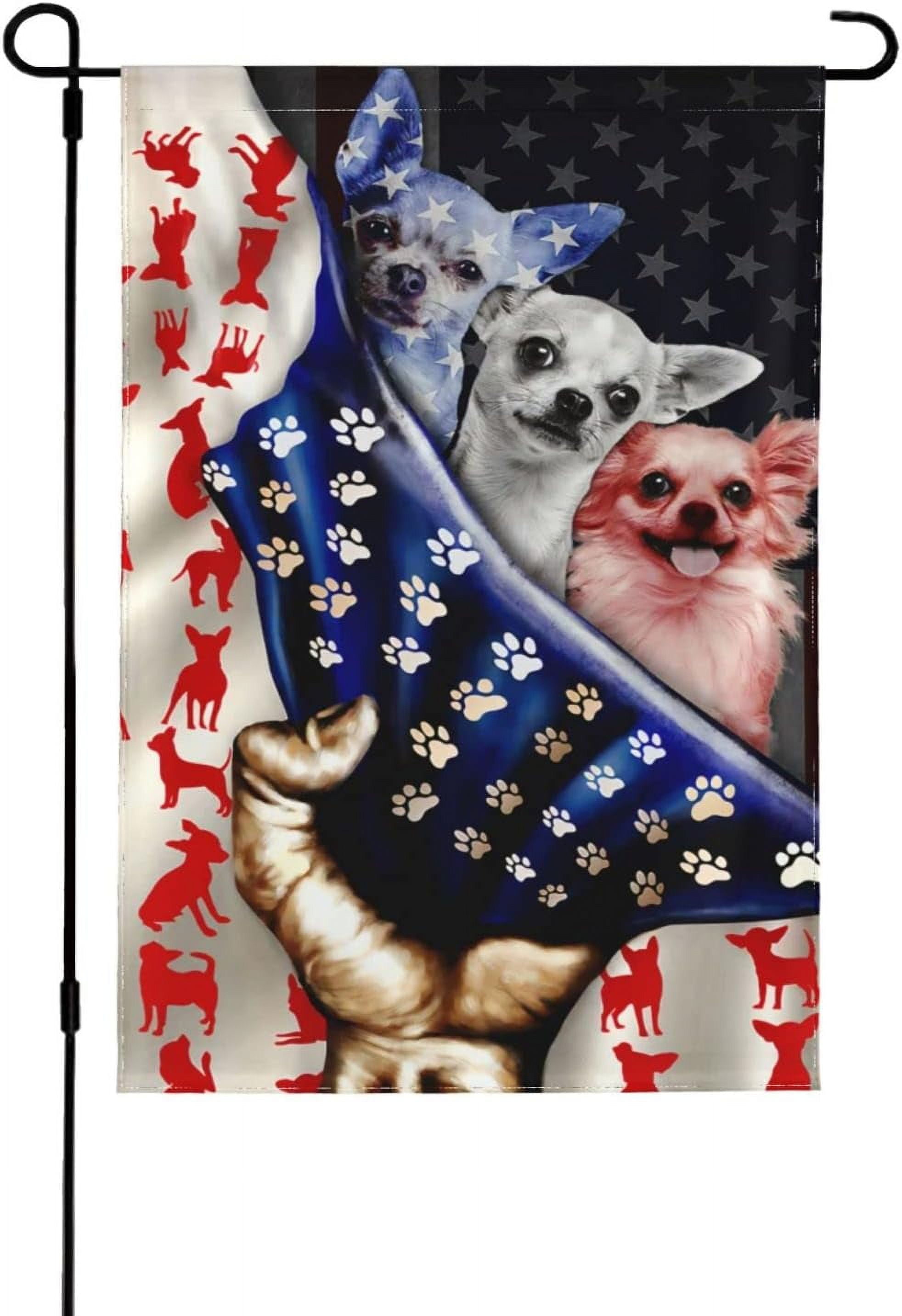 Chihuahua Dogs American Flag Garden Flag 12x18 Inch Double Sided ...