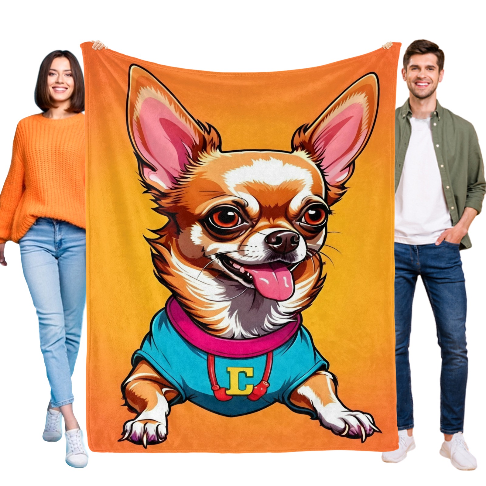 Chihuahua Flannel Blanket 50*60 in inch Soft And Comfortable With Clear ...
