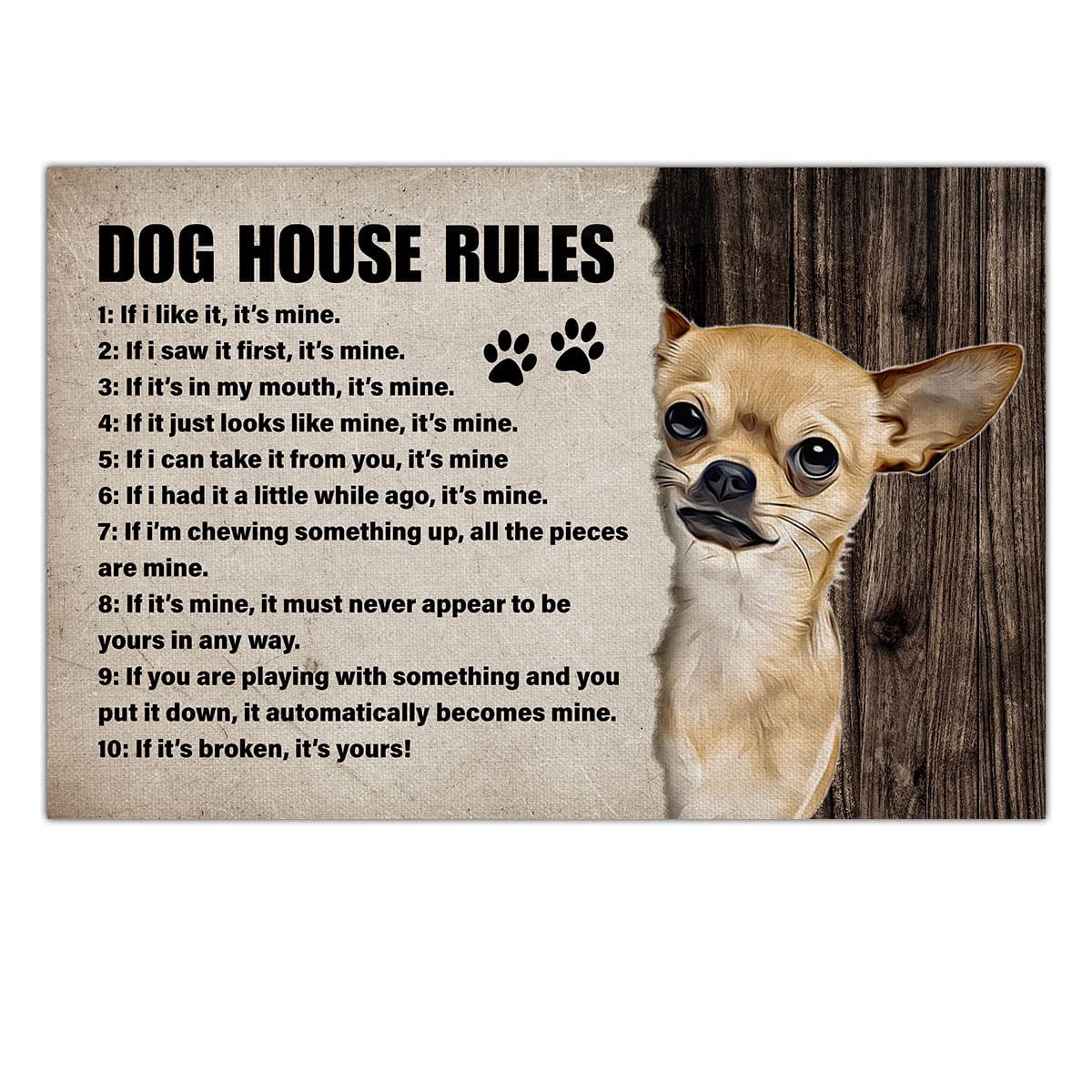 Chihuahua Floor Non-slip Doormat Porch Patio Outside Dog House Rules ...