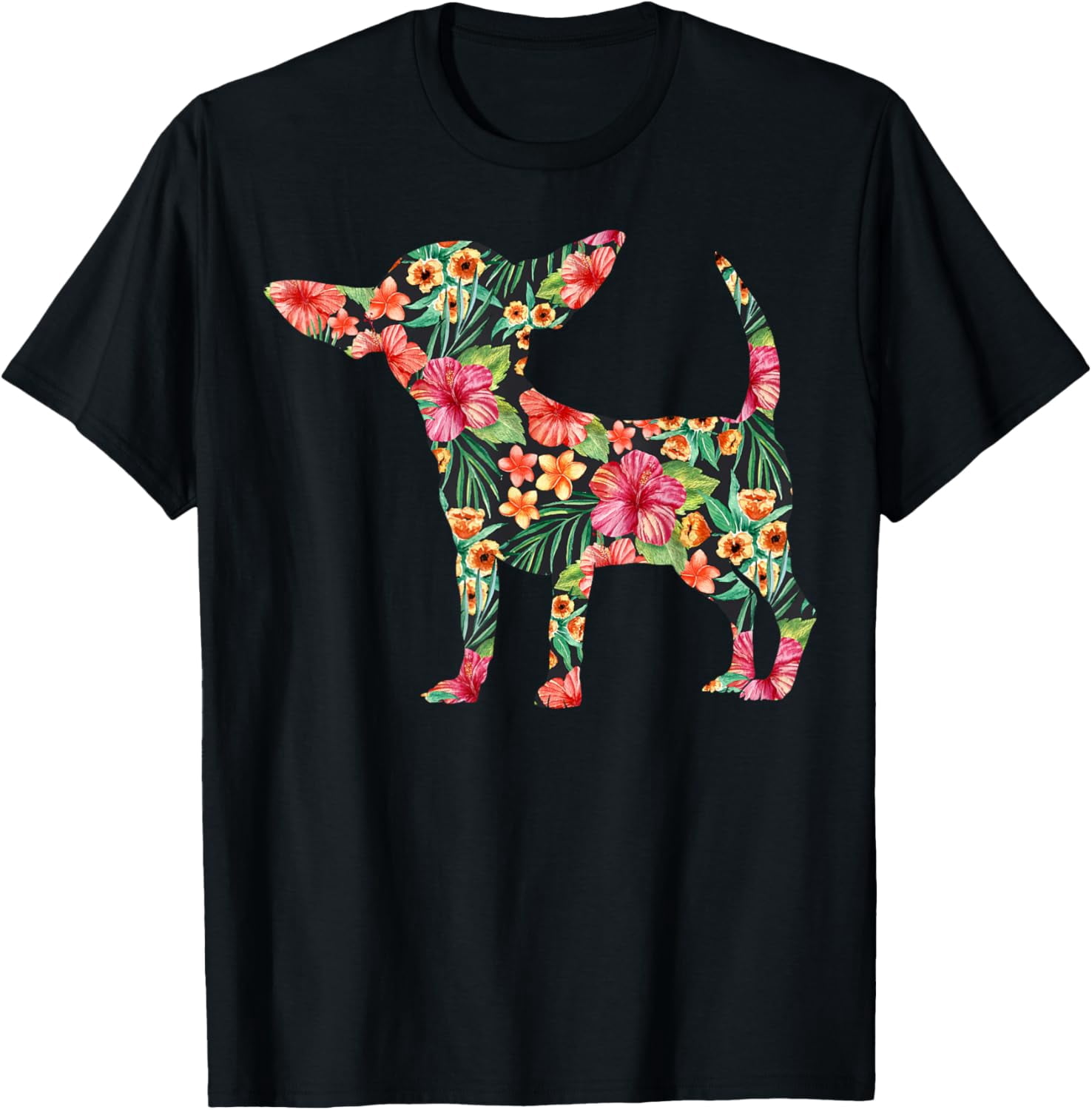 Chihuahua Flower Funny Dog Silhouette Floral Gifts Women Men T-ShirtMen ...