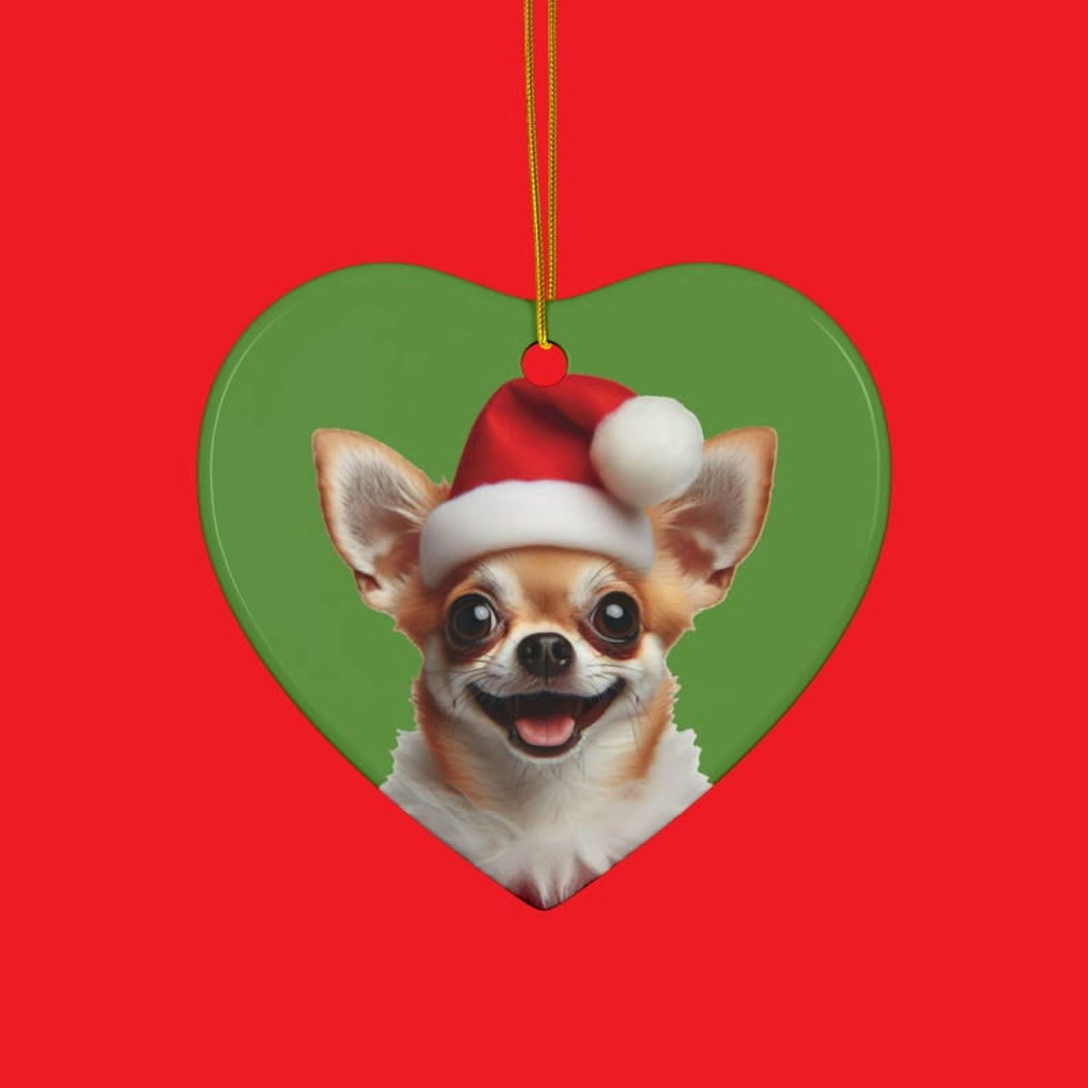 Chihuahua Heart Ornament 2025 – Ceramic Santa Hat Christmas Keepsake ...