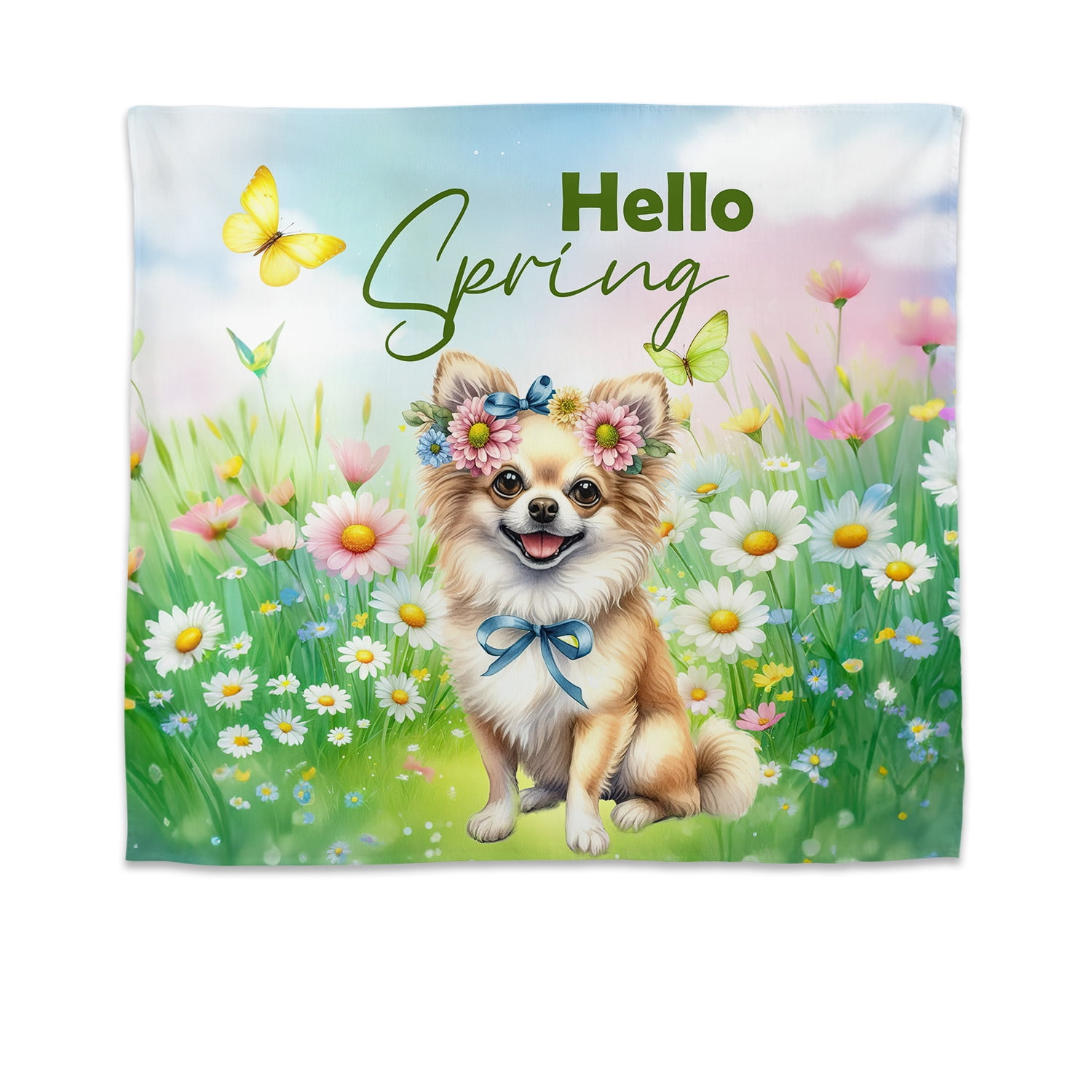 Chihuahua Hello Spring Time Flower Floral Nature Tapestry Dog Lover ...