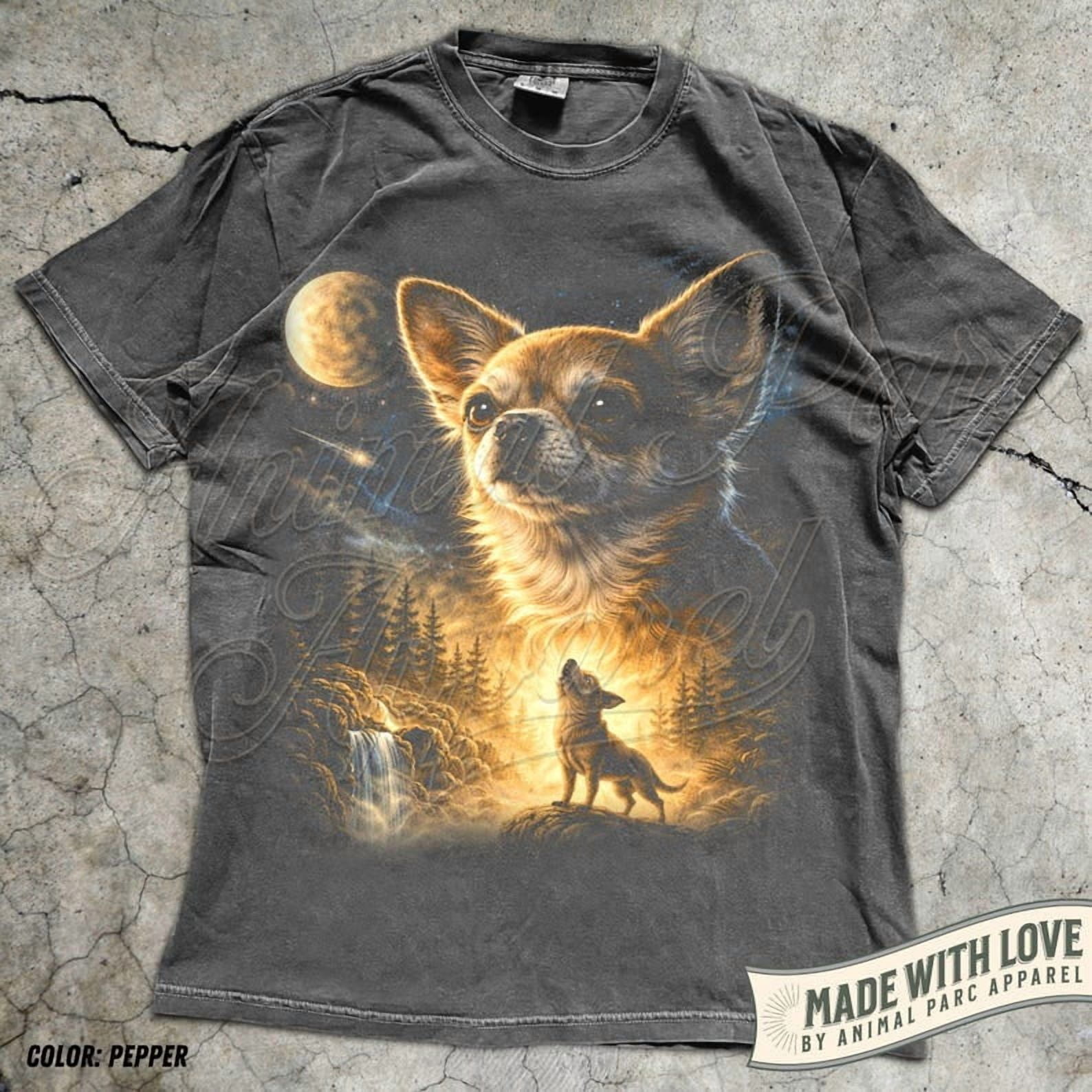 Chihuahua Howling to The Moon Vintage T-Shirt, 90s Retro Animal Graphic ...