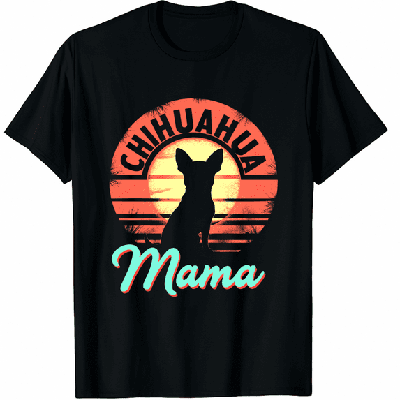 Chihuahua Mama Funny Dog Mom Owner Graphic Crew Neck Short Sleeve T ...