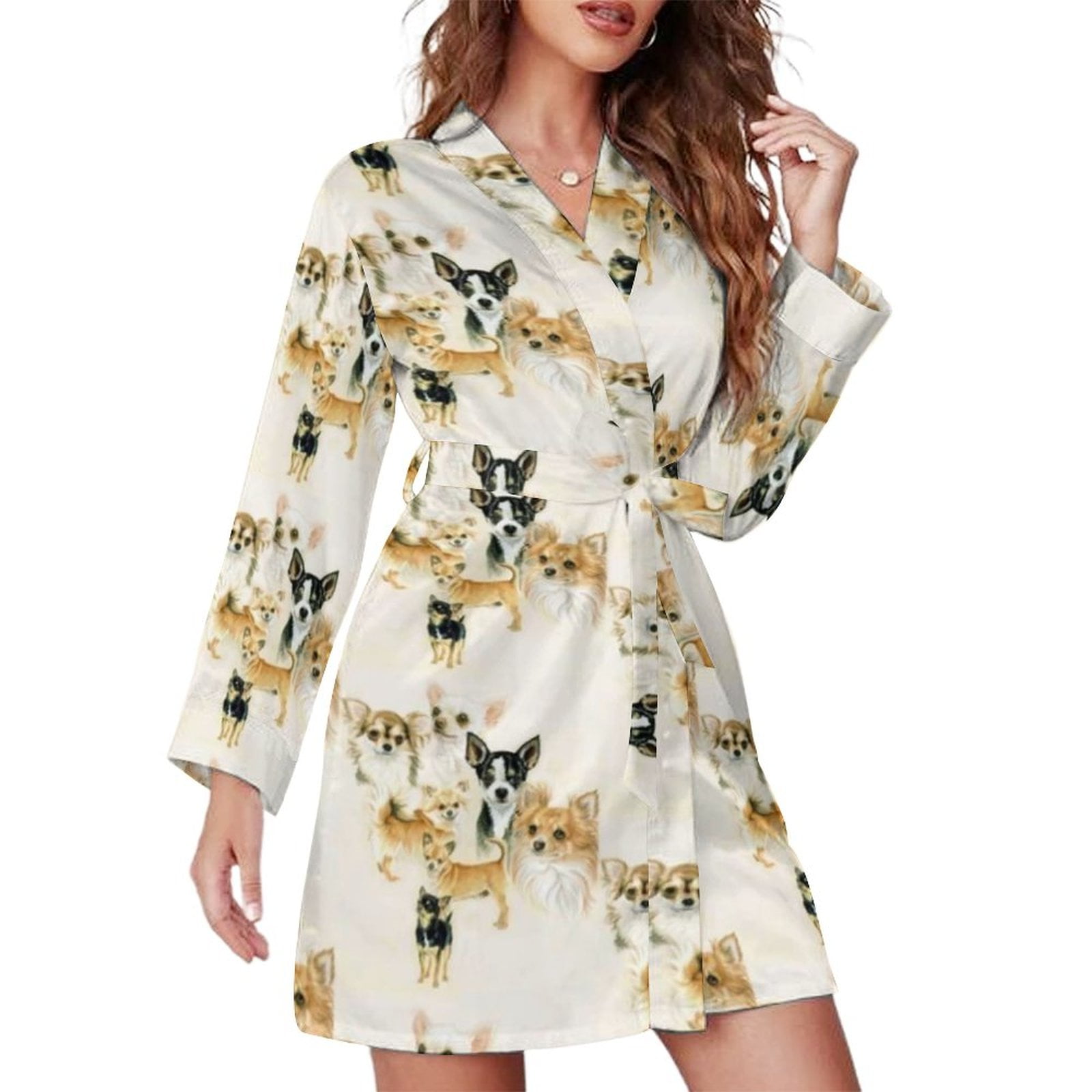 Chihuahua Pajama Robe Pets Long Sleeves Hot Printed Dress Comfortable ...