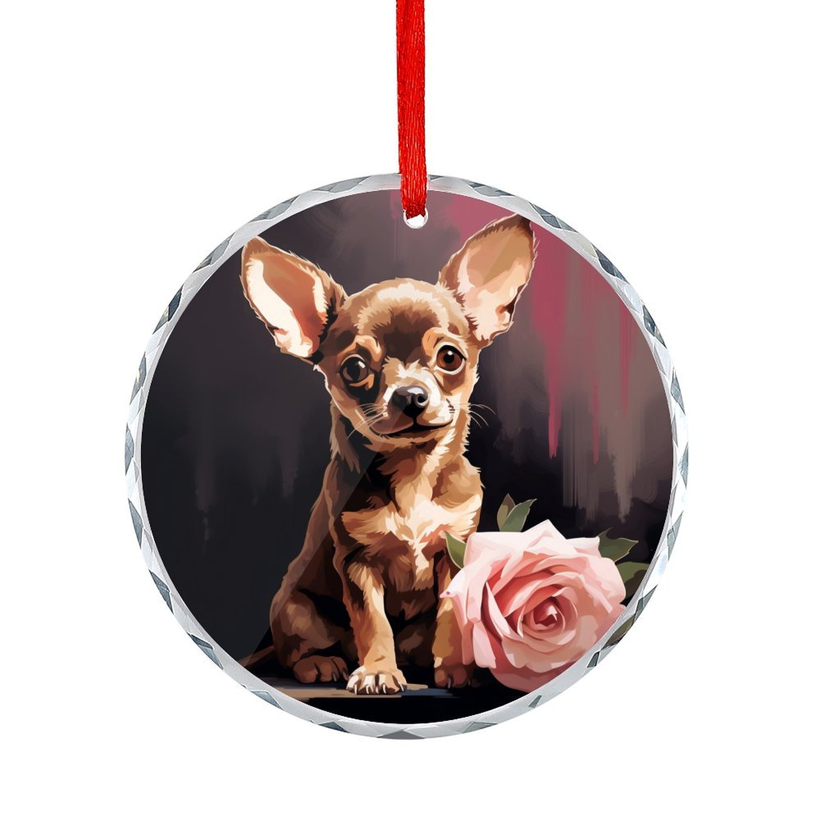 Chihuahua Pose With A Rose Christmas Ornament Hugs Kisses Heart Dog ...