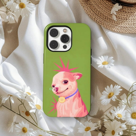 Chihuahua Punk Green Pop Art Cartoon Phone Case 17 16 15 14 13 12 11 ...