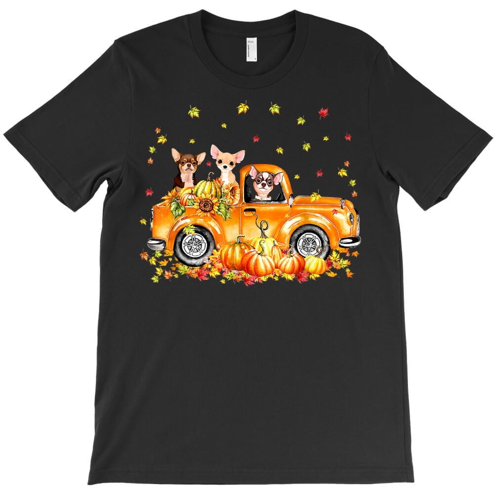 Chihuahua Riding Truck Pumpkin Autumn Leaves Fall Themed Themed Gift ...
