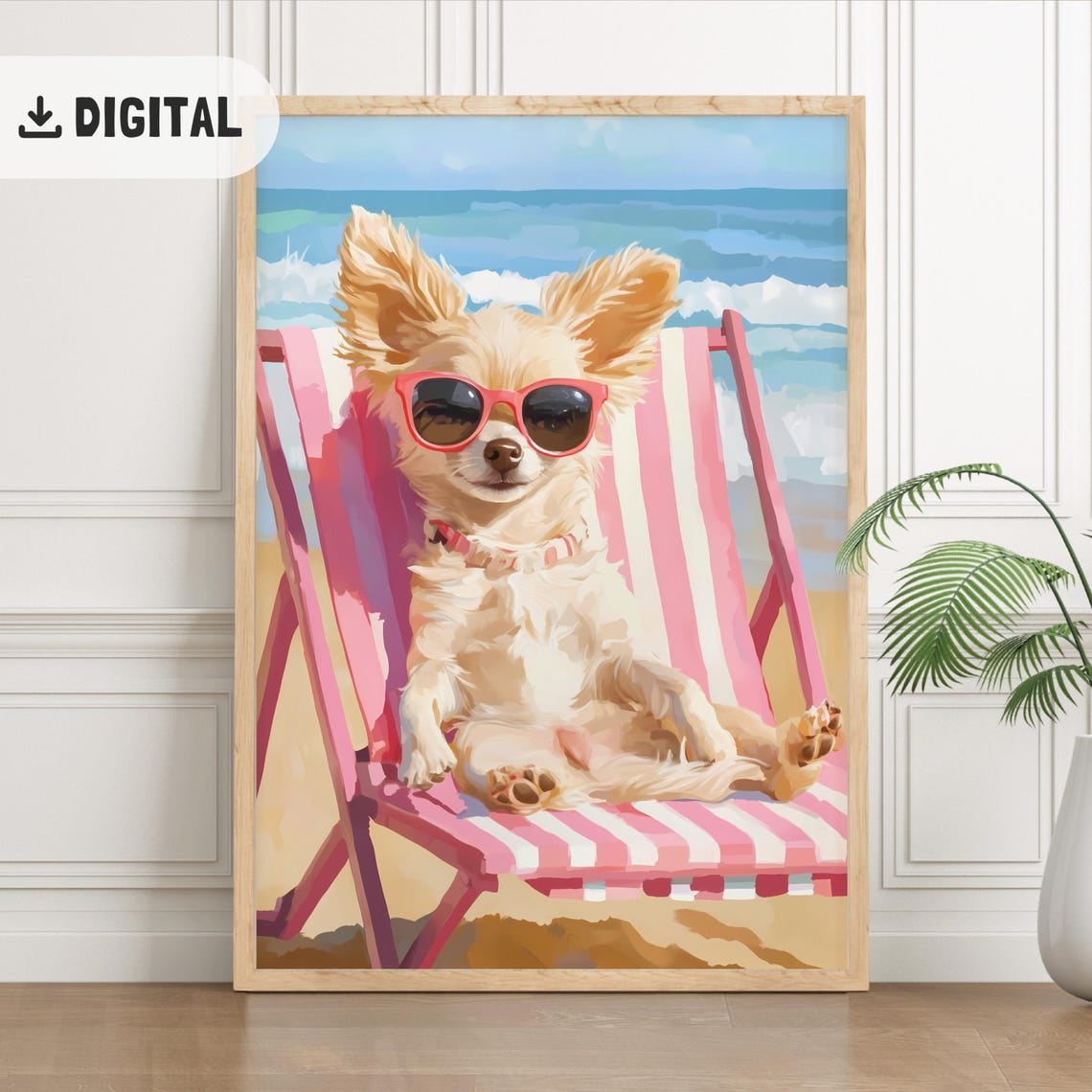 Chihuahua Summer Poster: Coastal Poster Dog Wall Art, Beach House Decoration, F099, Unframed ...