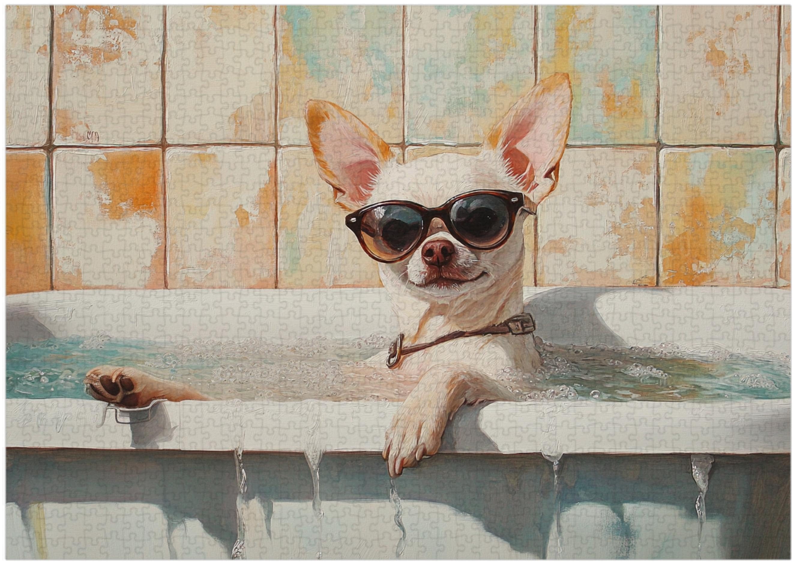 Chihuahua Taking Bubble Bath Jigsaw Puzzle 1000 Pieces for Adults ...