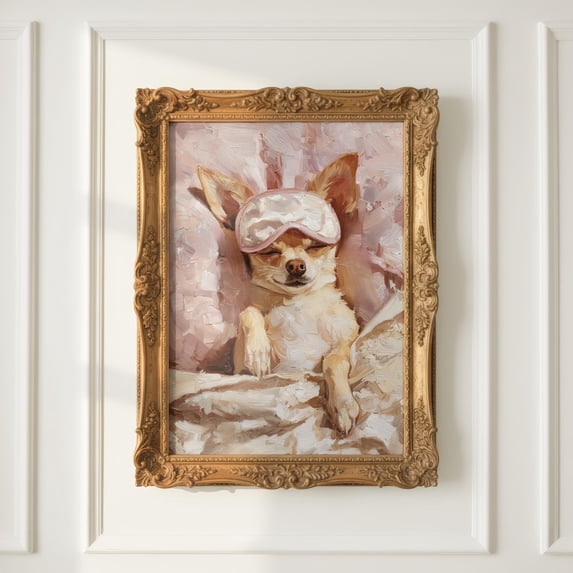 Chihuahua Wall Art Vintage Style Dog Portrait Chihuahua in Satin Sleep ...