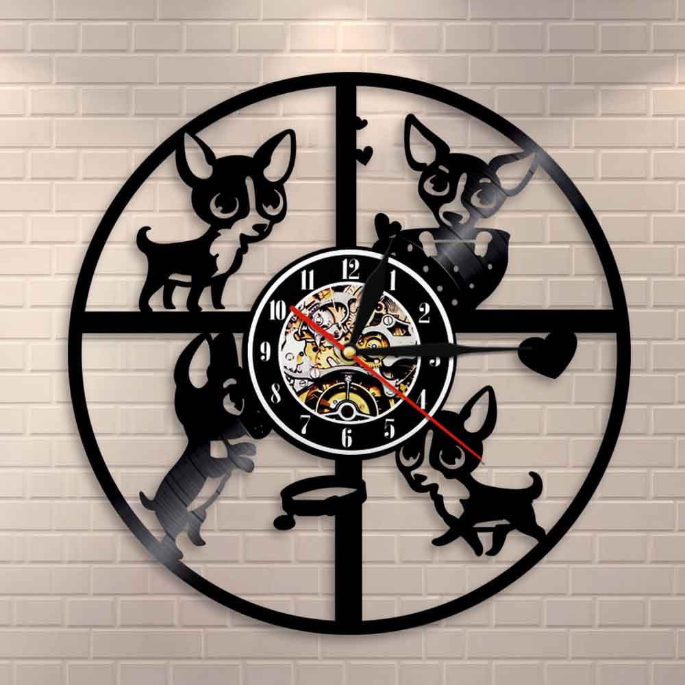 Chihuahua Wall Clock Dog Breeds Puppy Vinyl Record Clock Dog Pet ...
