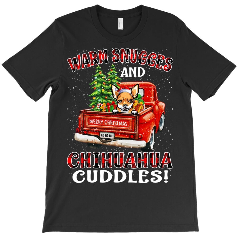 Chihuahua Warm Snuggles And Cuddles Funny Truck Tree Christmas Holiday ...