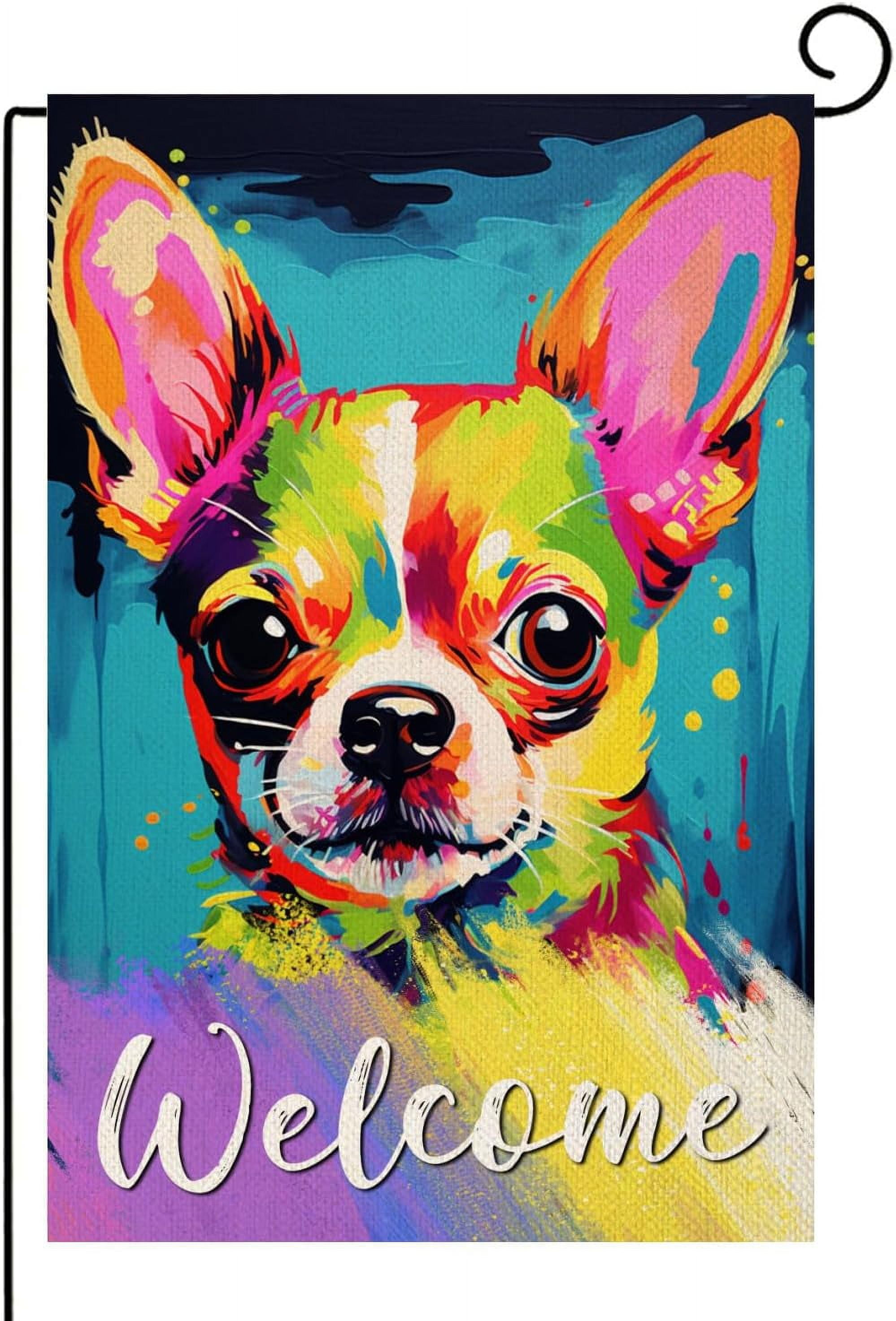 Chihuahua Welcome Garden Flag Dogs Paw Prints Spring Yard Flag Pet ...
