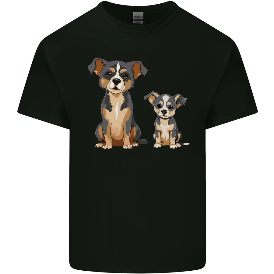 Chihuahua With A Puppy Animal Graphic Illustration Light Cotton Tee ...