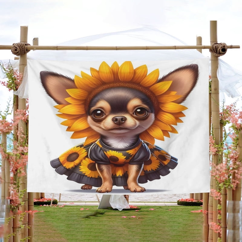 Chihuahua pattern wall hanging 50*60 inches high-quality peach skin ...