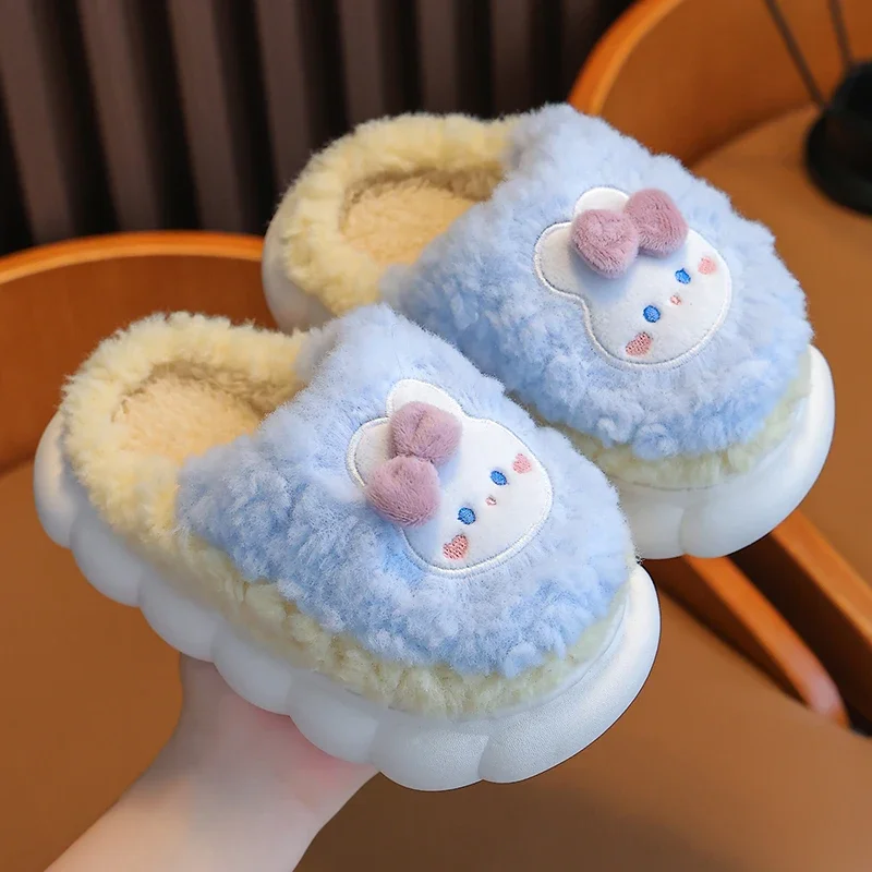 Chiidren's Winter Cartoon Rabbit Bear Cotton Slipper Kid's Plush Warm ...