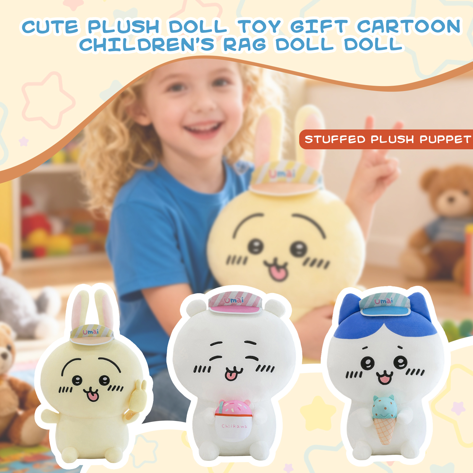 Chiikawa Adorable Fluffy Stuffed, Lambda Usagi Soft and Cuddly Stuffed ...