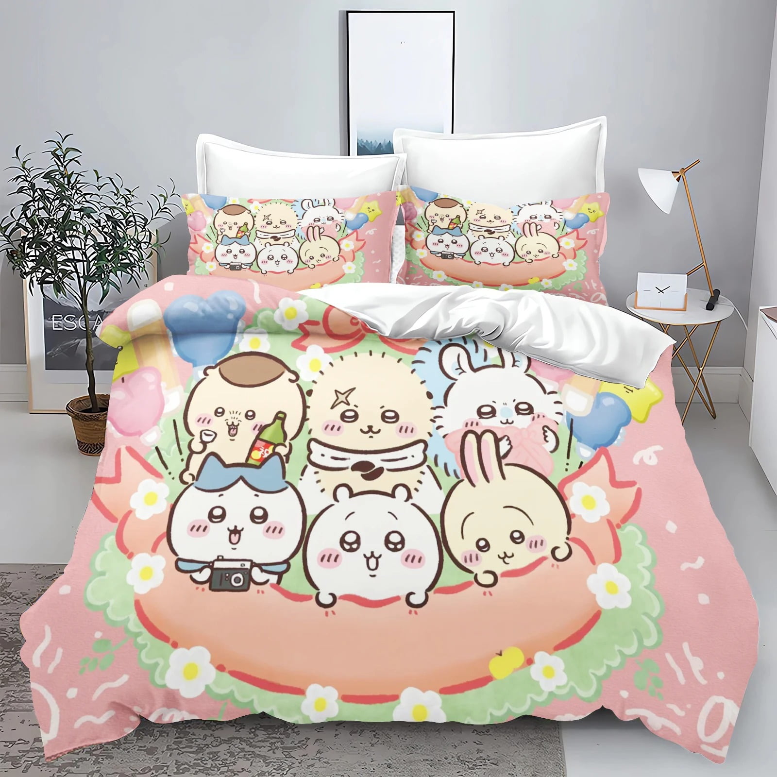 Chiikawa Bed Covers Bedding Set,Modern Printed 2/3 Piece Set Queen Comforter Sets Usagi Bed ...