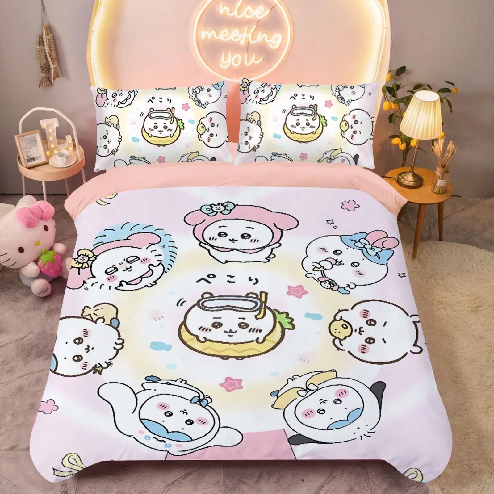 Chiikawa Bedding Set Colorful Print Polyester Dormitory Quilt Cover ...