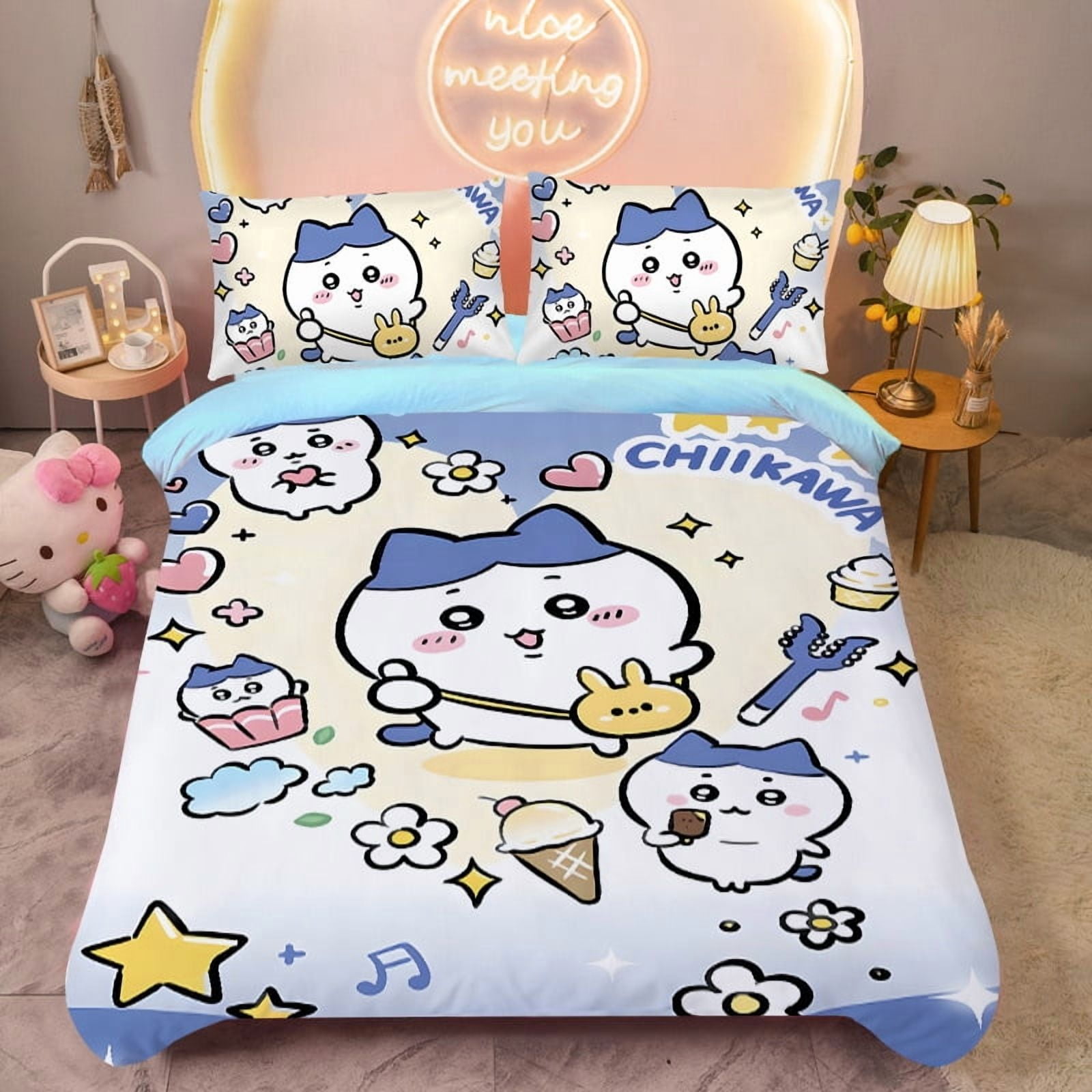 Chiikawa Bedding Set Colorful Print Polyester Dormitory Quilt Cover ...