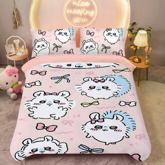 Chiikawa Bedding Set Colorful Print Polyester Dormitory Quilt Cover ...