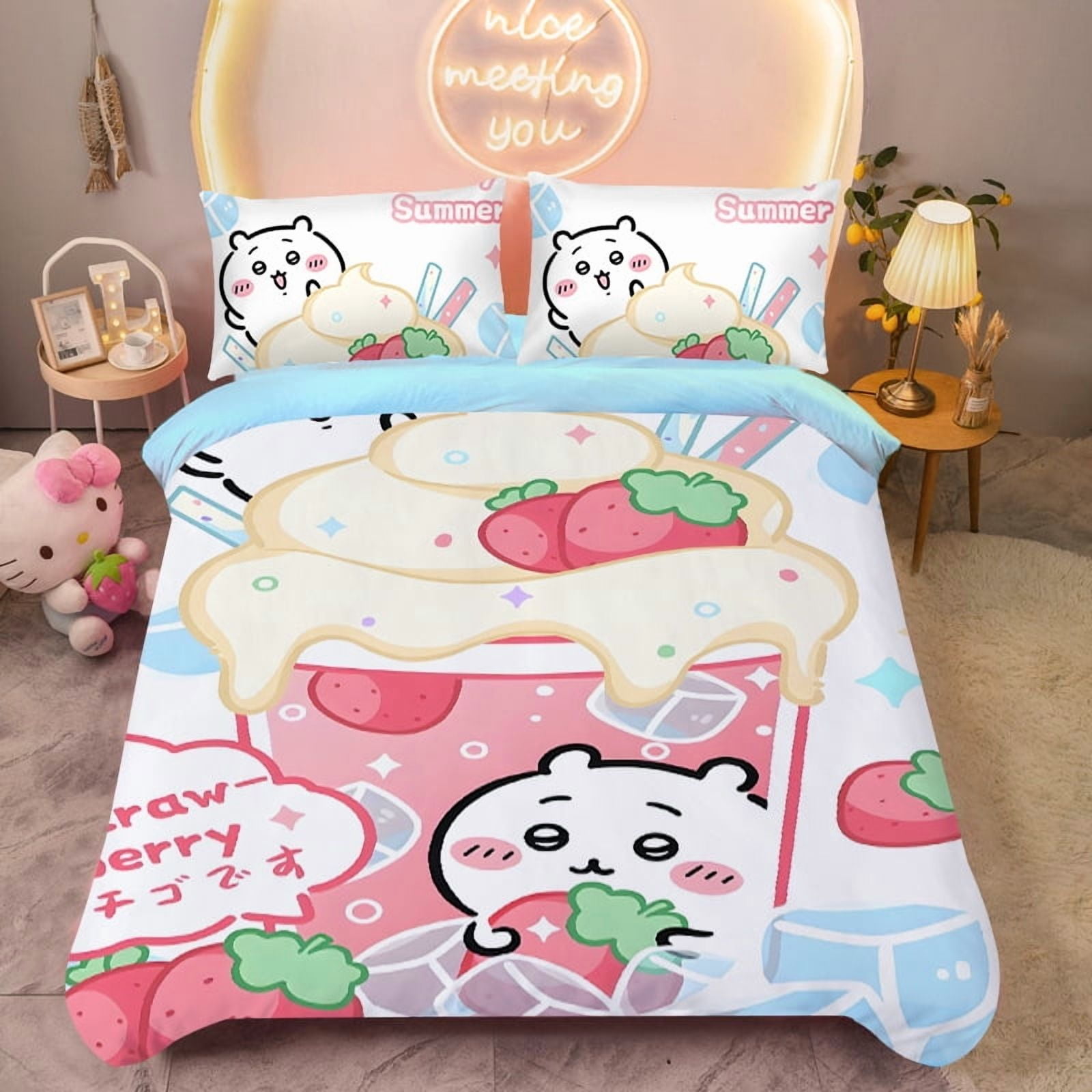 Chiikawa Bedding Set Colorful Print Polyester Dormitory Quilt Cover ...