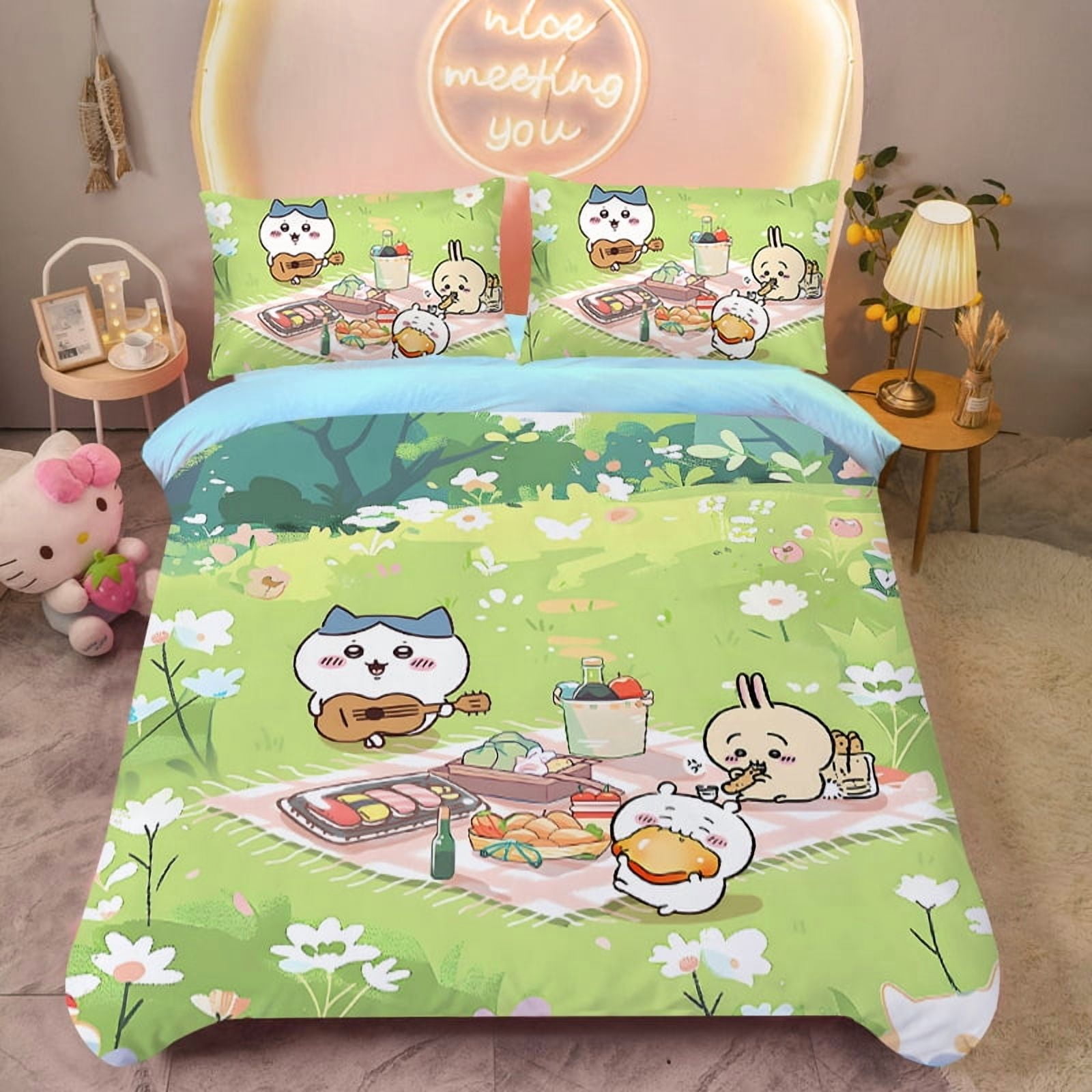 Chiikawa Bedding Set Colorful Print Polyester Dormitory Quilt Cover ...