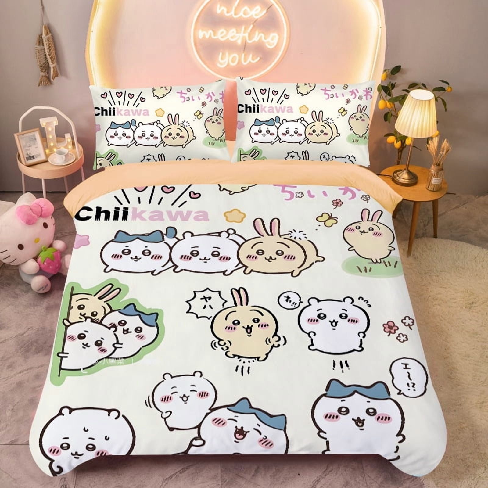 Chiikawa Bedding Set Colorful Print Polyester Dormitory Quilt Cover ...