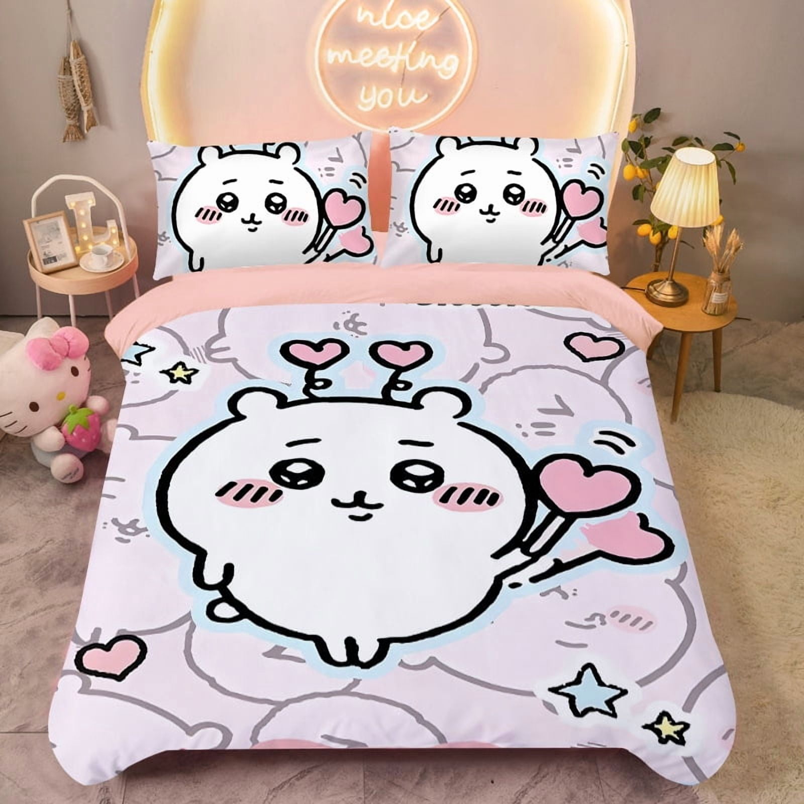Chiikawa Bedding Set Colorful Print Polyester Dormitory Quilt Cover ...