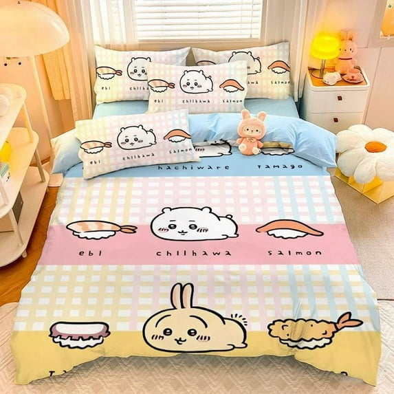 Chiikawa Bedding Set Usagi Home Decoration Pillowcase Quilt Cover Cute ...