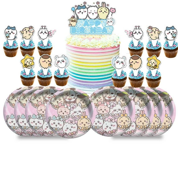 Chiikawa Birthday Cups Party Supplies Plates Decorations Cake Topper ...
