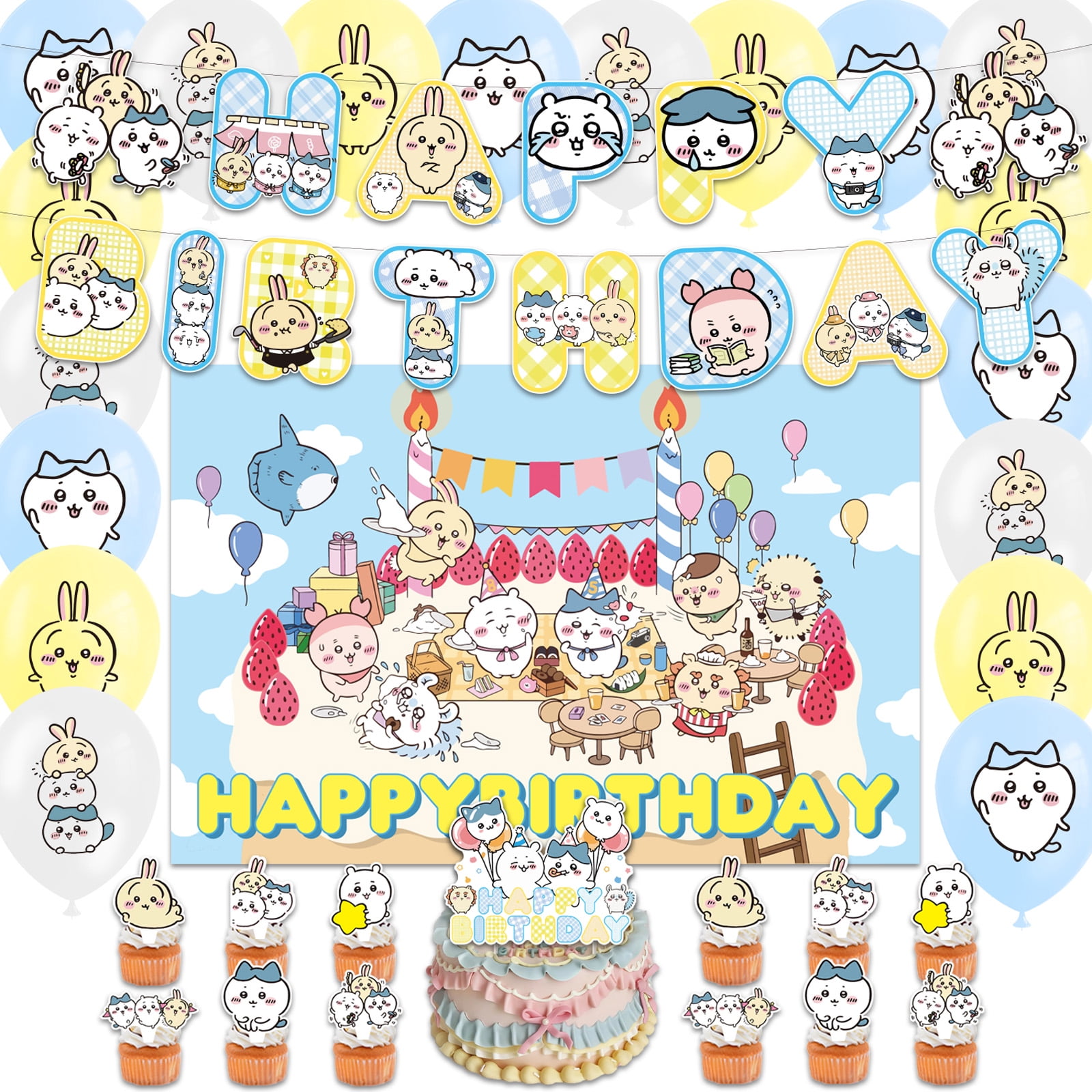 Chiikawa Birthday Party Decorations Set, Chiikawa Themed Party Supplies ...