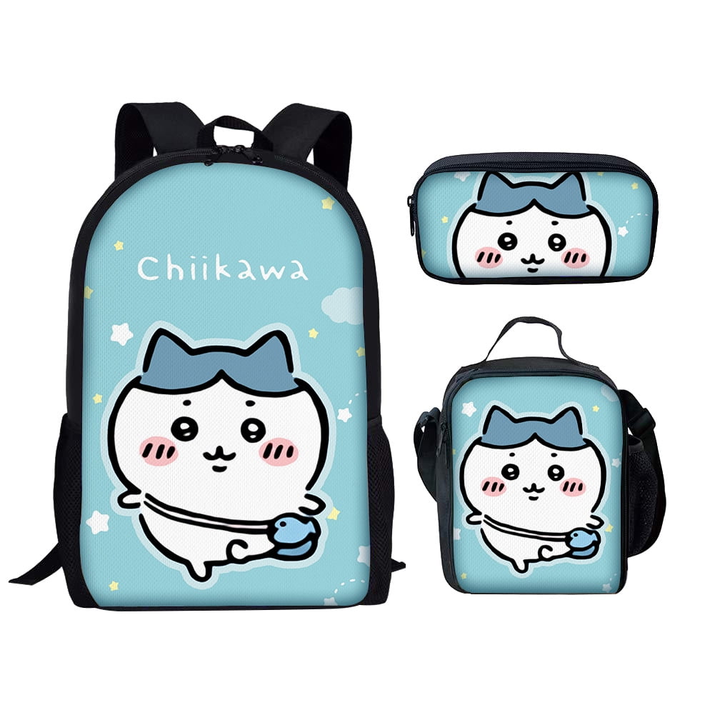 Chiikawa Cartoon Anime Print Backpack Pencil Case Lunch Bag Three-Piece ...
