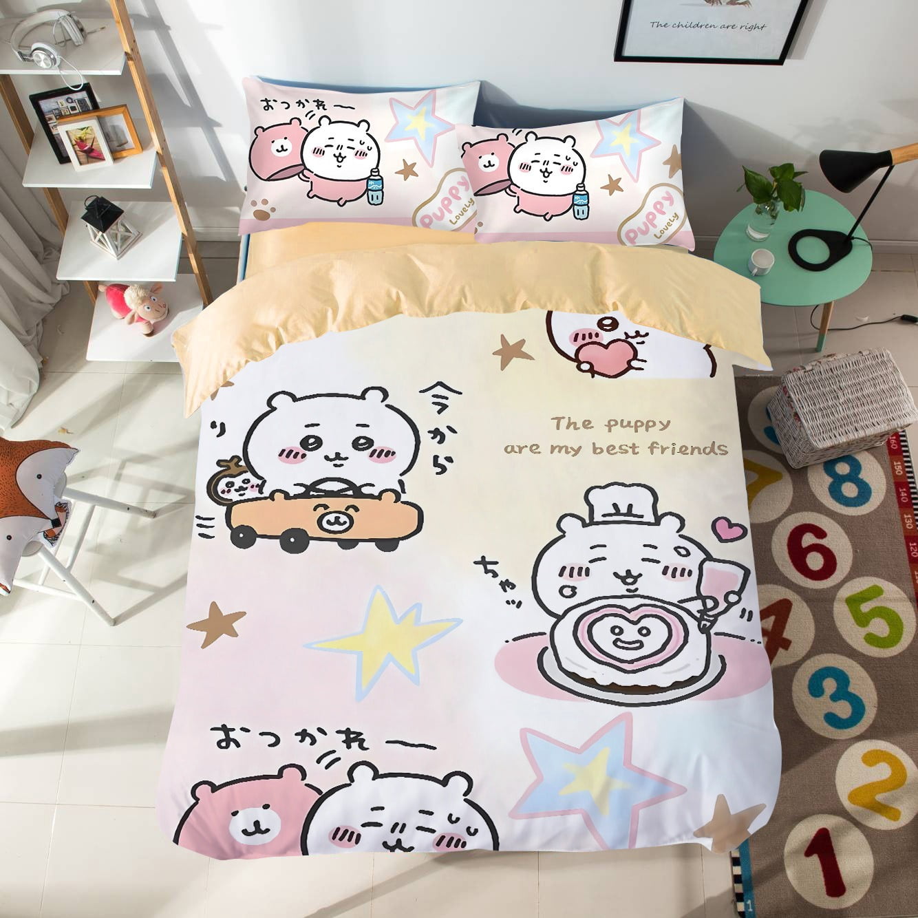 Chiikawa Cartoon Printed Bedding Sets Usagi exquisite bed supplies set ...