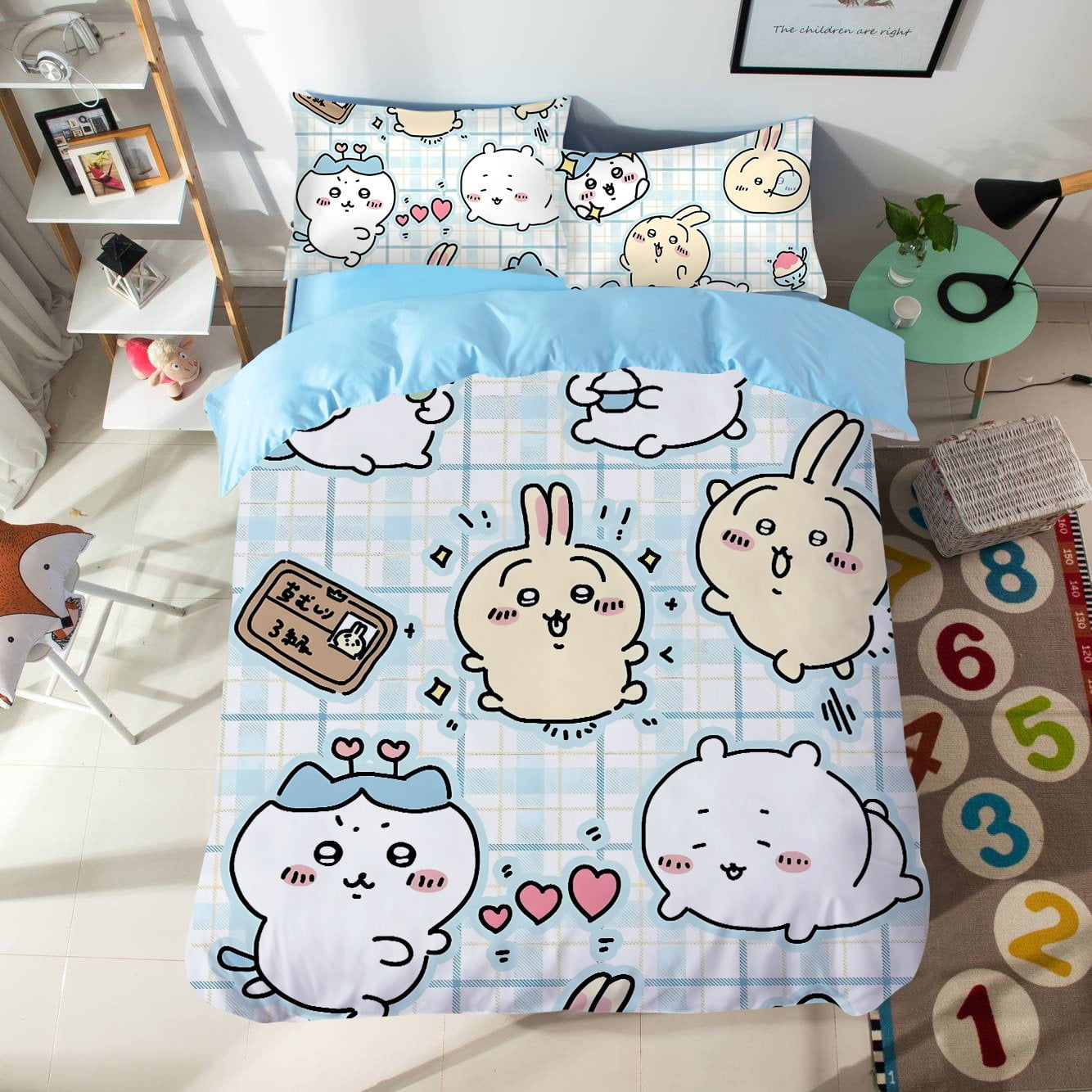 Chiikawa Cartoon Printed Bedding Sets Usagi exquisite bed supplies set ...
