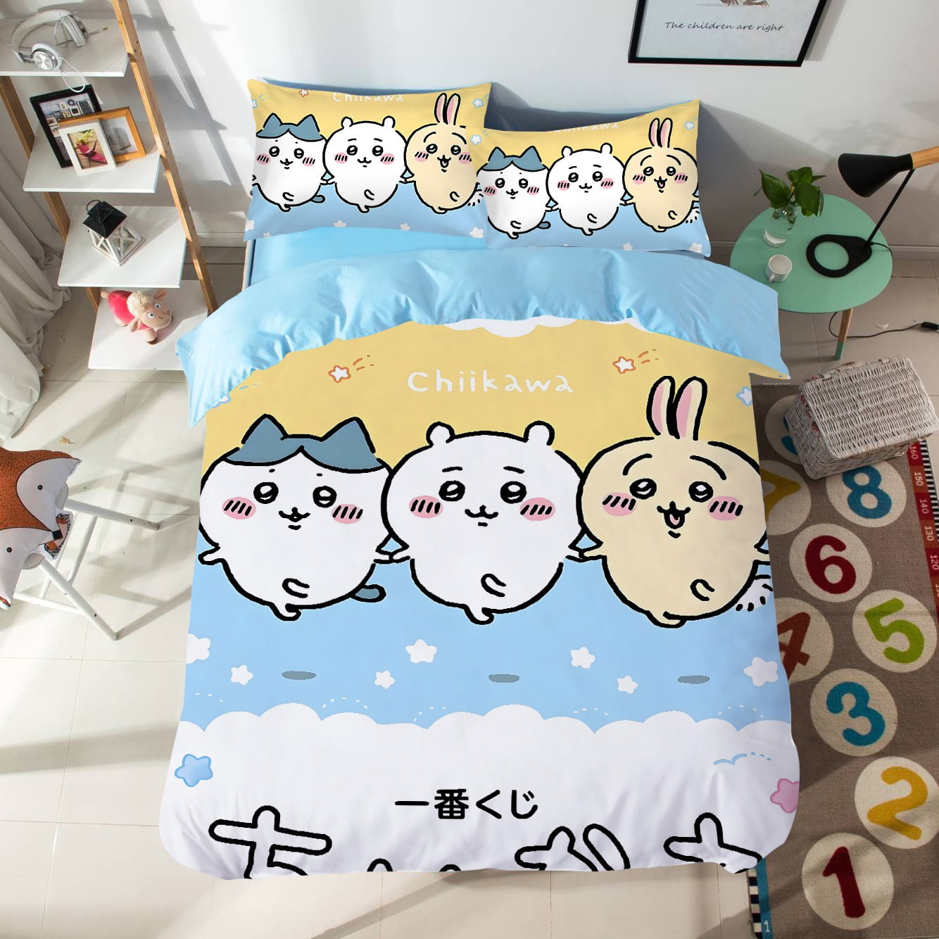 Chiikawa Cartoon Printed Bedding Sets Usagi exquisite bed supplies set ...
