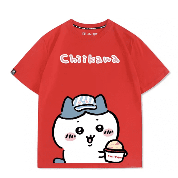 Chiikawa Cute Cartoon Print Short Sleeve Round Neck Women Men Loose ...