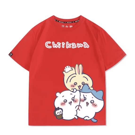 Chiikawa Cute Cartoon Print Short Sleeve Round Neck Women Men Loose ...