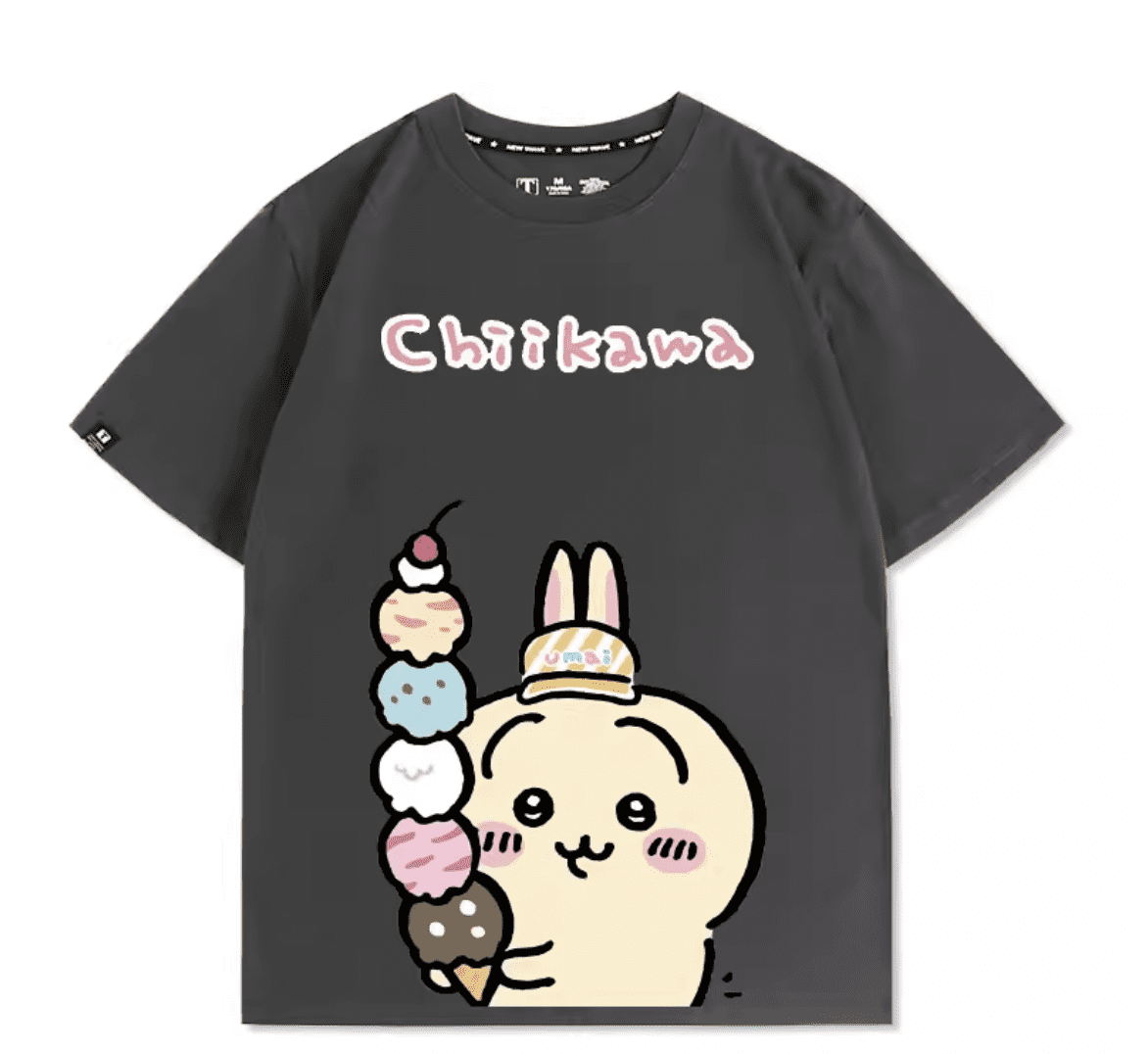 Chiikawa Cute Cartoon Print Short Sleeve Round Neck Women Men Loose ...
