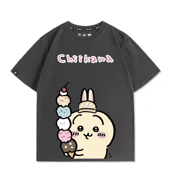 Chiikawa Cute Cartoon Print Short Sleeve Round Neck Women Men Loose ...
