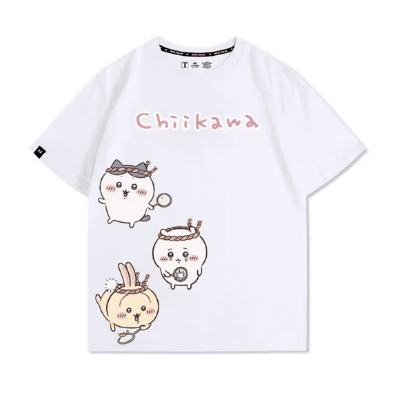 Chiikawa Cute Cartoon Print Short Sleeve Round Neck Women Men Loose ...