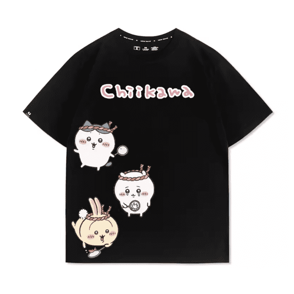 Chiikawa Cute Cartoon Print Short Sleeve Round Neck Women Men Loose ...