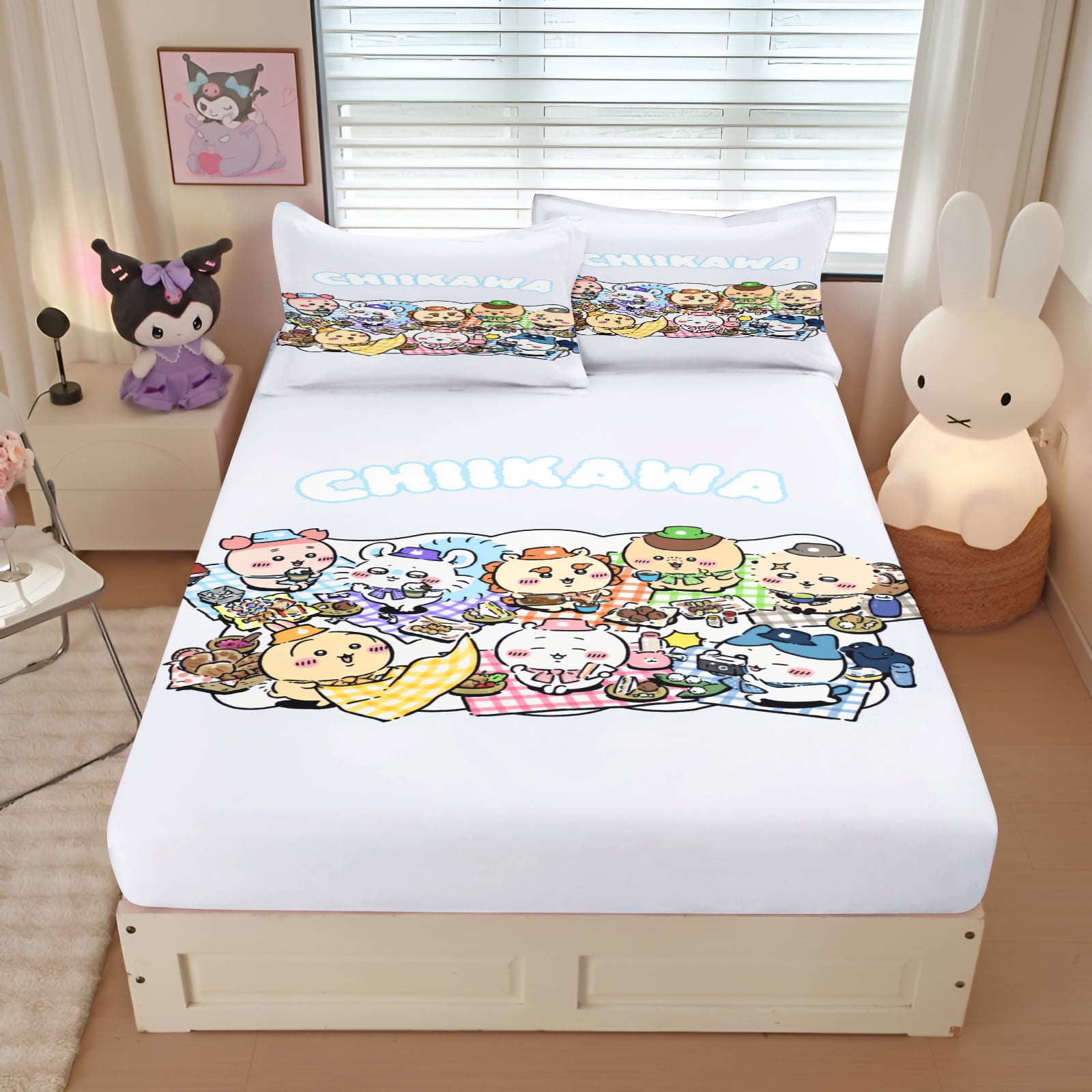 Chiikawa Fitted Sheet Suitable And Adults Home Decor Bedding Set Bed ...