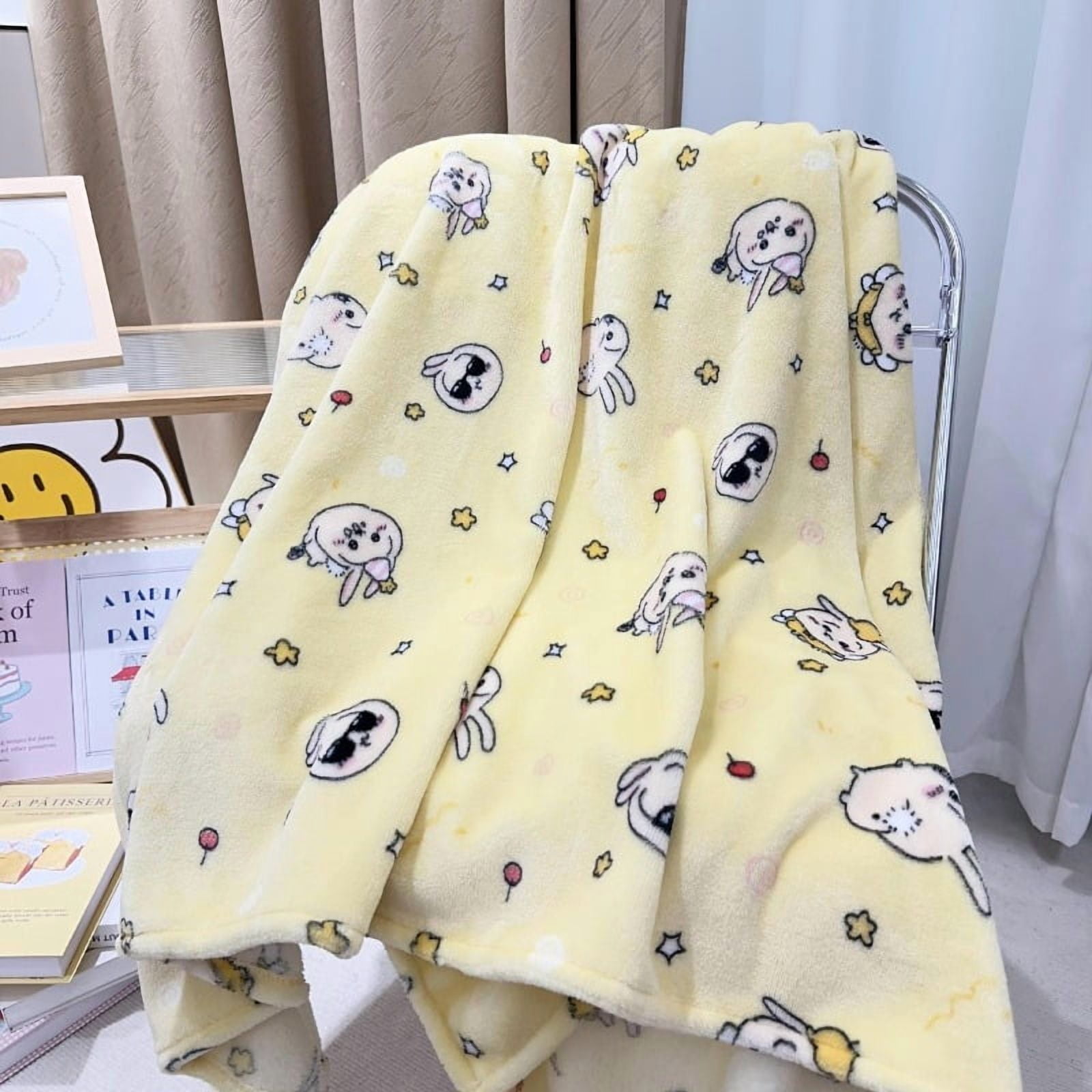Chiikawa Flannel Blanket Hachiware Usagi Pattern Accessories Nap Sofa ...