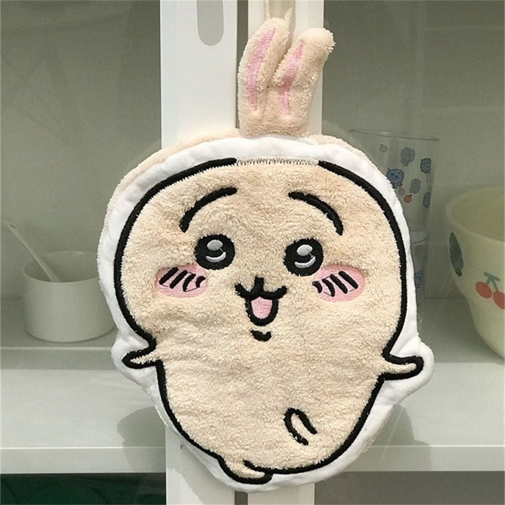 Chiikawa Fleece Hanging Hand Towel Usagi Hachiware Absorbent Thick Soft ...