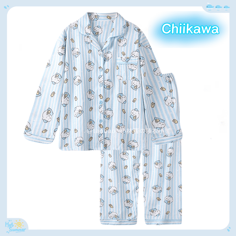 Chiikawa Hachiware Cotton Pyjama Set Cute Long-sleeved Cardigan ...