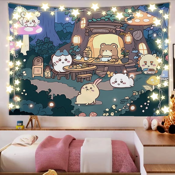 Chiikawa Hachiware Usagi cute room decoration background hanging cloth ...