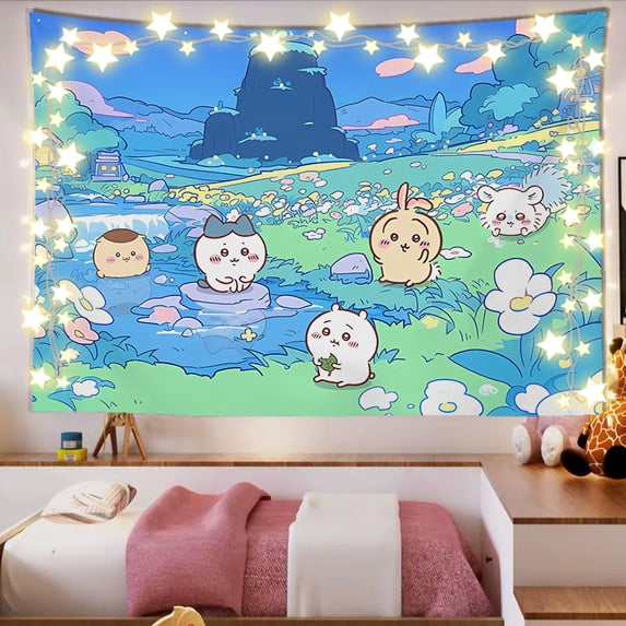 Chiikawa Hachiware Usagi cute room decoration background hanging cloth ...
