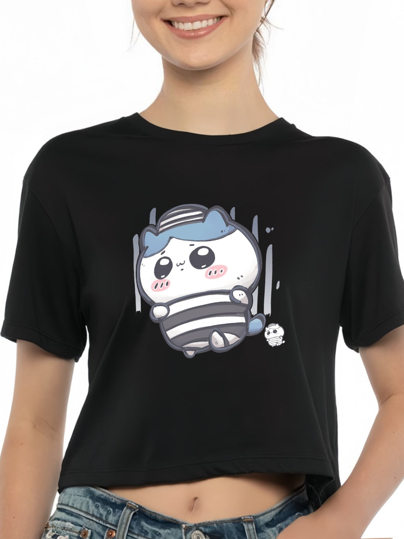 Chiikawa Hachiware Womens Shorts Sleeve Crop Tops Summer Short-Sleeved ...